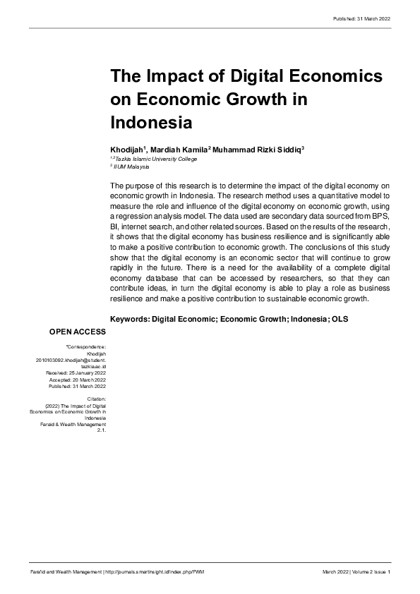 (PDF) The Impact of Digital Economics on Economic Growth in Indonesia