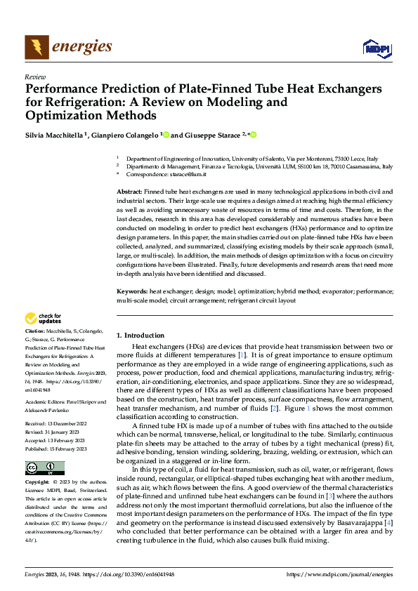 (PDF) Performance Prediction of Plate-Finned Tube Heat Exchangers for ...