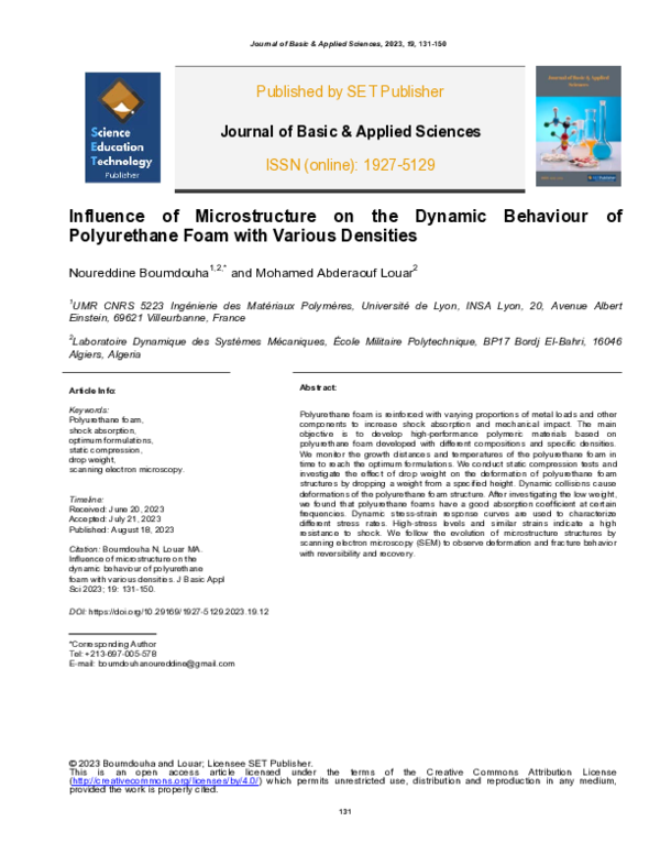 (PDF) Influence of Microstructure on the Dynamic Behaviour of Polyurethane Foam with Various ...