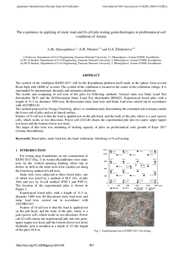 (PDF) The experience in applying of static load and O-cell pile testing ...