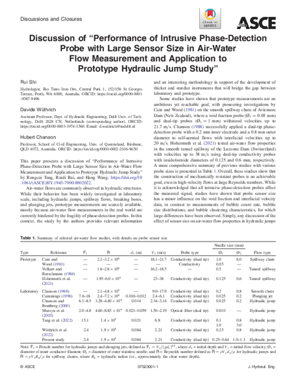 (PDF) Discussion of "Performance of Intrusive Phase-Detection Probe with Large Sensor Size in ...