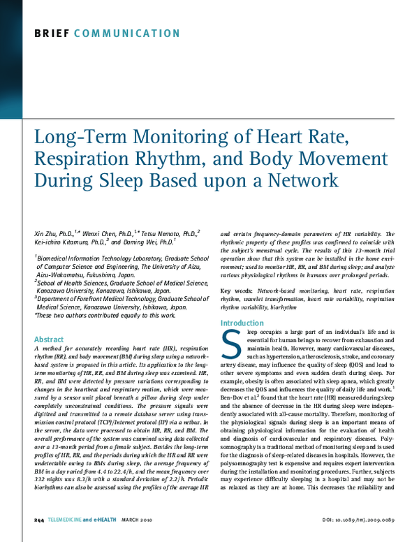 (PDF) Long-Term Monitoring of Heart Rate, Respiration Rhythm, and Body ...