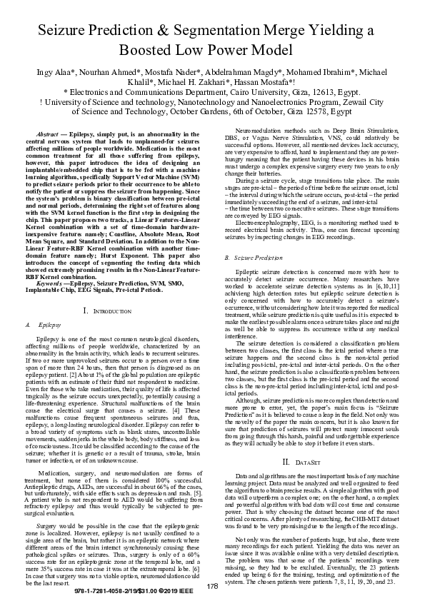(PDF) Seizure Prediction & Segmentation Merge Yielding a Boosted Low Power Model