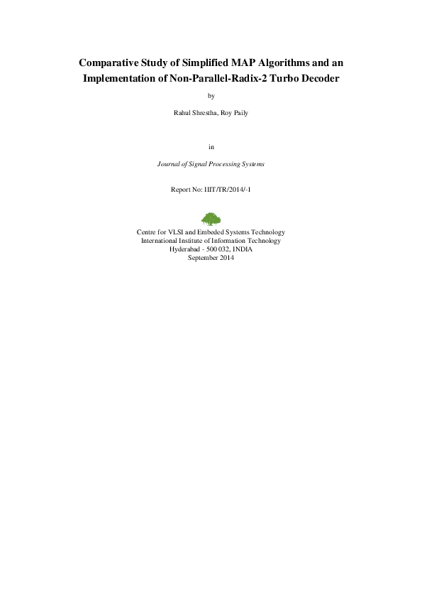 (PDF) Comparative Study of Simplified MAP Algorithms and an Implementation of Non-Parallel-Radix ...