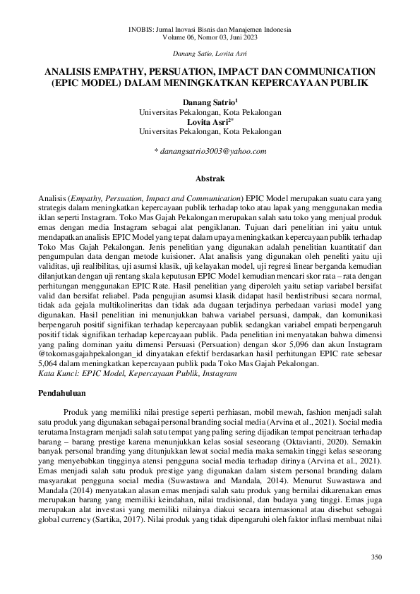 (PDF) Analisis Empathy, Persuation, Impact Dan Communication (Epic ...