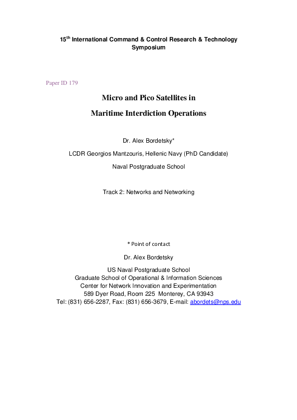 (PDF) Micro and Pico Satellites in Maritime Interdiction Operations