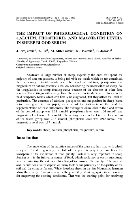 (PDF) The impact of physiological condition on calcium, phosphorus and ...