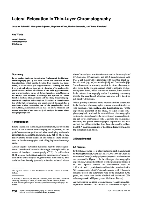 (PDF) Lateral relocation in thin-layer chromatography