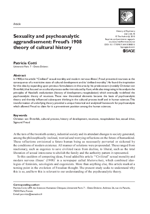 (PDF) Sexuality and psychoanalytic aggrandisement: Freud’s 1908 theory ...