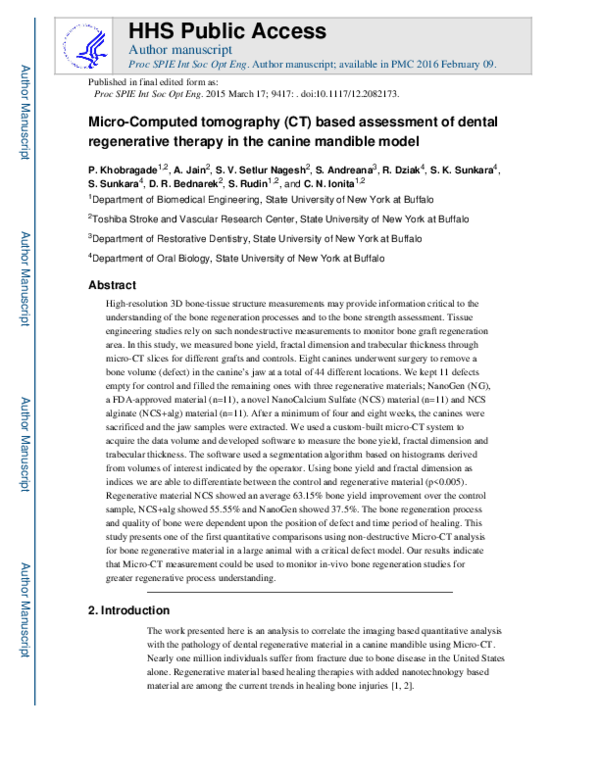 (PDF) Micro-computed tomography (CT) based assessment of dental regenerative therapy in the ...