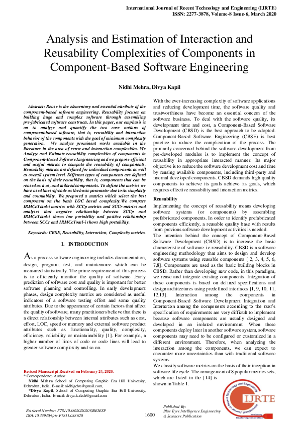 (PDF) Analysis and Estimation of Interaction and Reusability ...