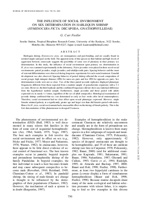 (PDF) The Influence of Social Environment on Sex Determination in ...