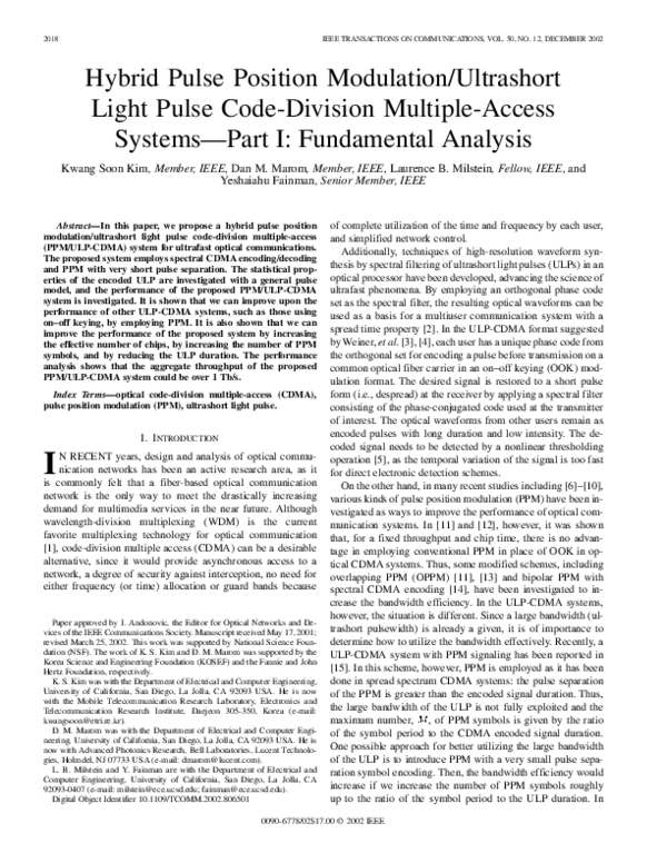 (PDF) Hybrid pulse position modulation/ultrashort light pulse code-division multiple-access ...