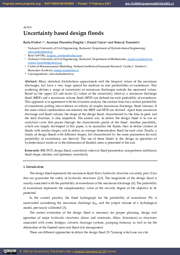 (PDF) Uncertainty Based Design Floods