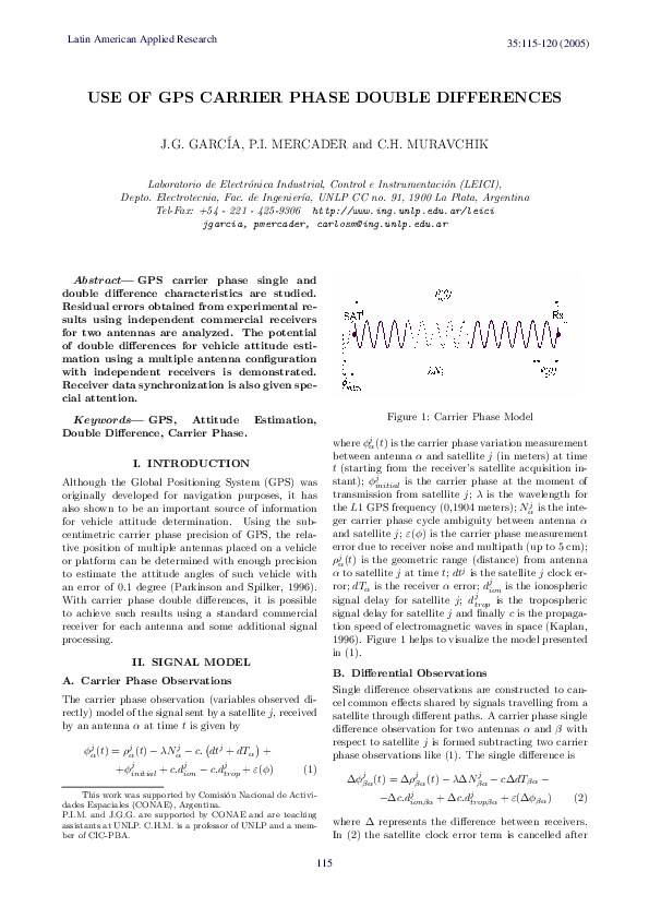 Pdf Use Of Gps Carrier Phase Double Differences