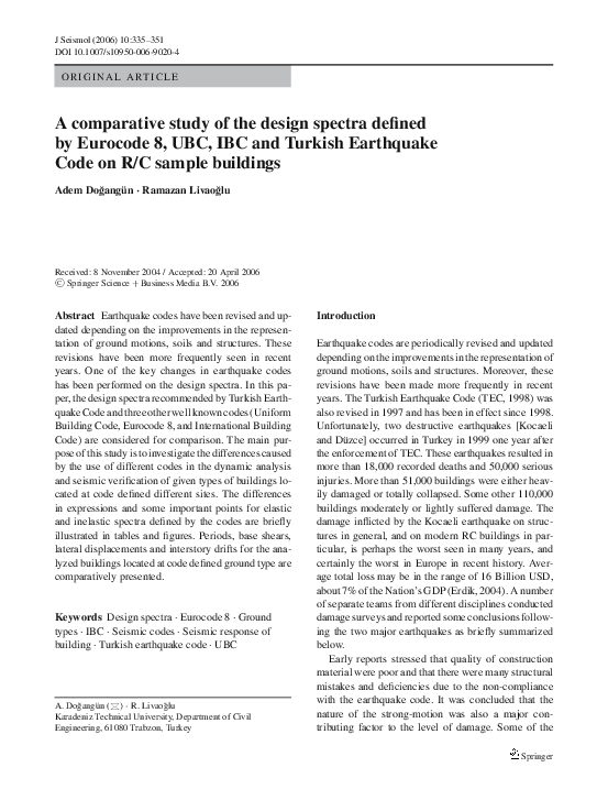 (PDF) A comparative study of the design spectra defined by Eurocode 8 ...