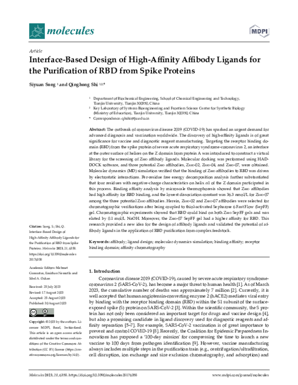 (PDF) Interface-Based Design of High-Affinity Affibody Ligands for the ...