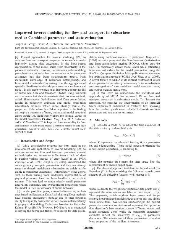 Pdf Improved Inverse Modeling For Flow And Transport In Subsurface Media Combined Parameter