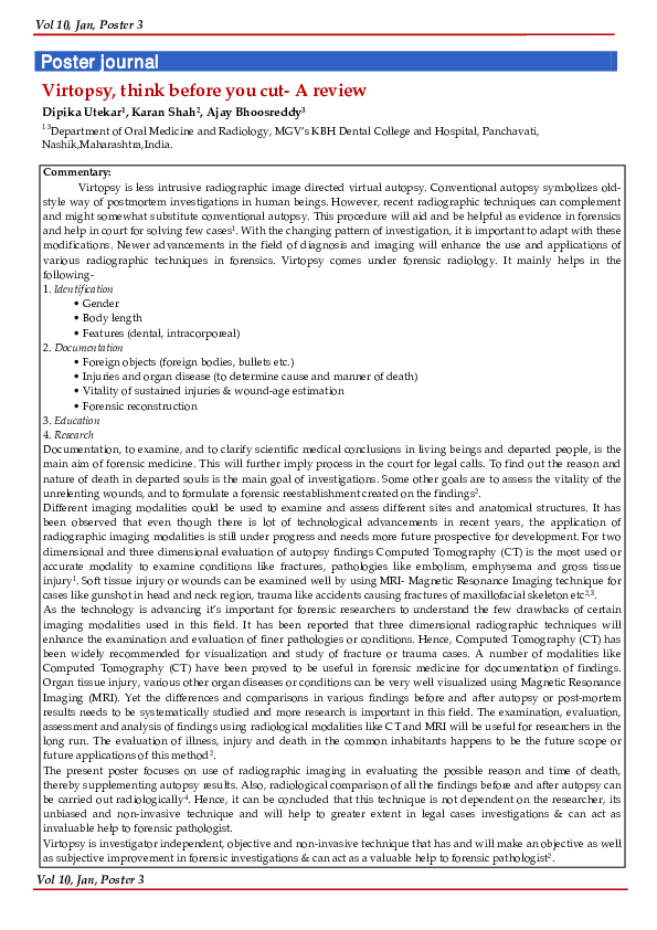 (PDF) Virtopsy, think before you cut- A review | Ajay Bhoosreddy - Academia.edu