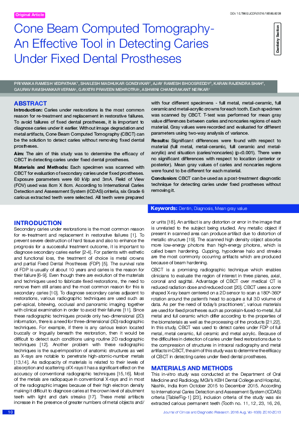 (PDF) Cone Beam Computed Tomography- An Effective Tool in Detecting ...