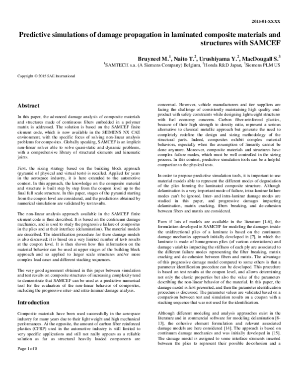 (PDF) Predictive Simulations of Damage Propagation in Laminated Composite Materials and ...
