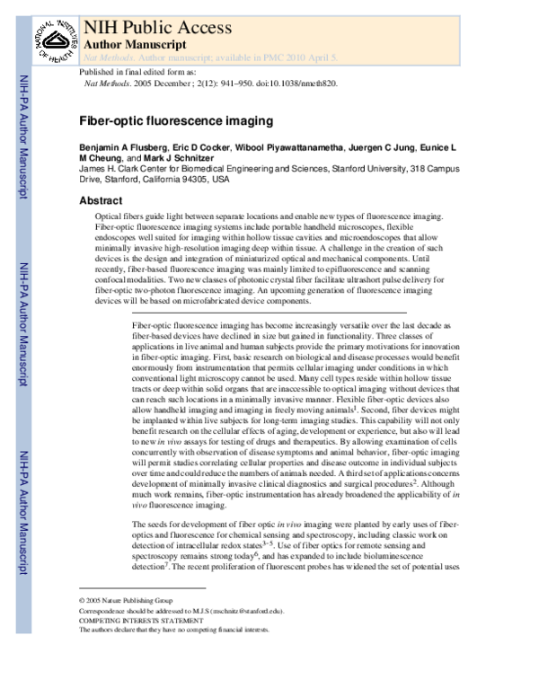 (PDF) Fiber-optic fluorescence imaging