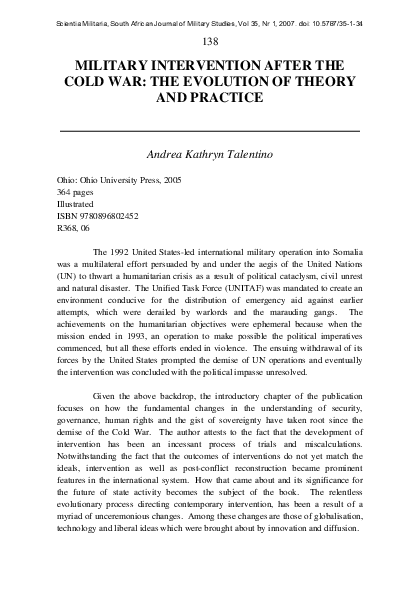 (PDF) Military Intervention After the Cold War: The Evolution of Theory ...