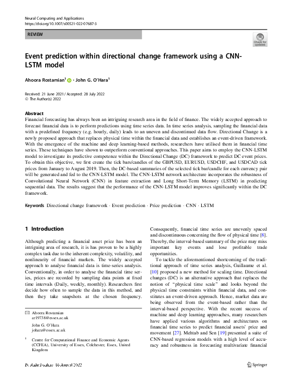(PDF) Event prediction within directional change framework using a CNN-LSTM model