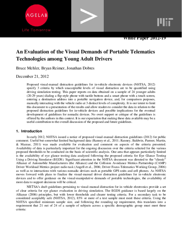 (PDF) An evaluation of the visual demands of portable telematics ...