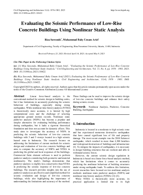 (PDF) Evaluating the Seismic Performance of Low-Rise Concrete Buildings Using Nonlinear Static ...
