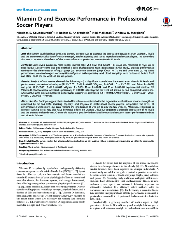 (PDF) Vitamin D and Exercise Performance in Professional Soccer Players ...