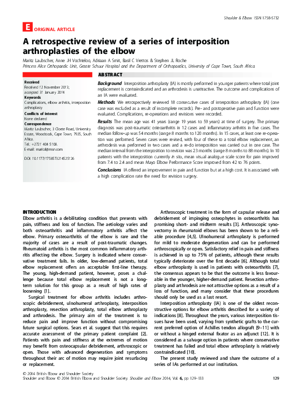 (PDF) A retrospective review of a series of interposition ...