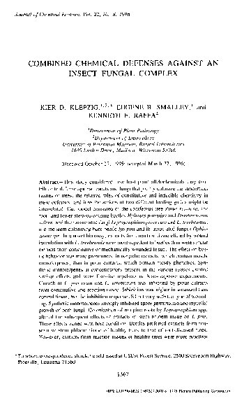 (PDF) Combined chemical defenses against an insect-fungal complex