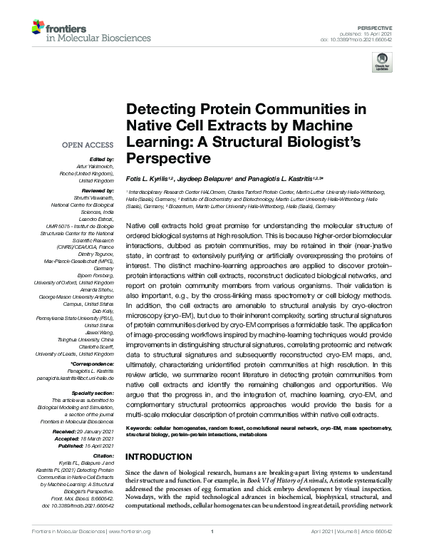 (PDF) Detecting Protein Communities in Native Cell Extracts by Machine Learning: A Structural ...