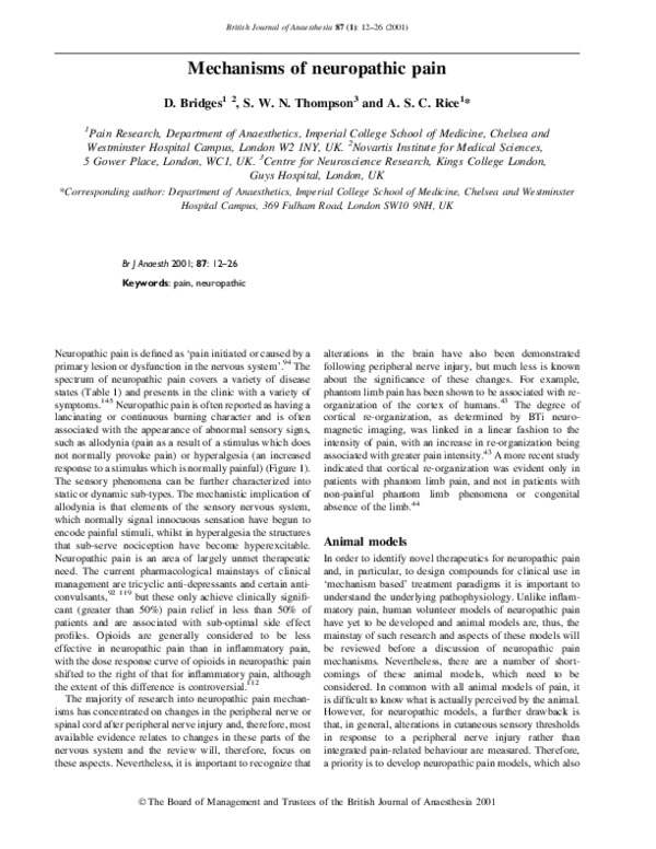 (PDF) Mechanisms of neuropathic pain