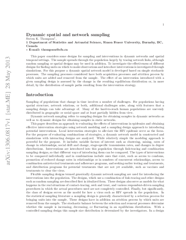 (PDF) 1 Dynamic spatial and network sampling