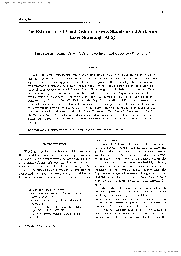 Pdf The Estimation Of Wind Risk In Forests Stands Using Airborne Laser Scanning Als Silvilaser