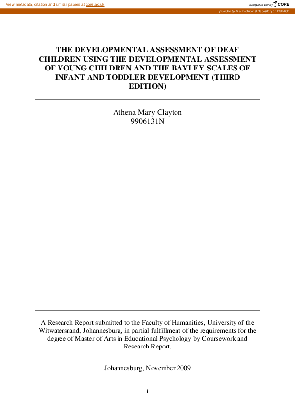 (PDF) The developmental assessment of deaf children using the ...