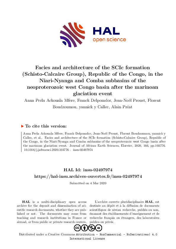 (PDF) Facies and architecture of the SCIc formation (Schisto-Calcaire ...