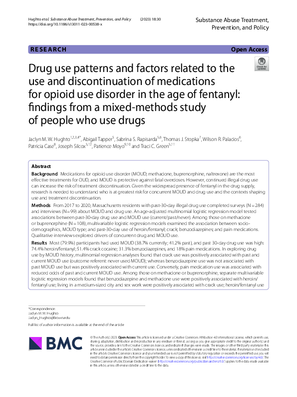 (PDF) Drug use patterns and factors related to the use and ...