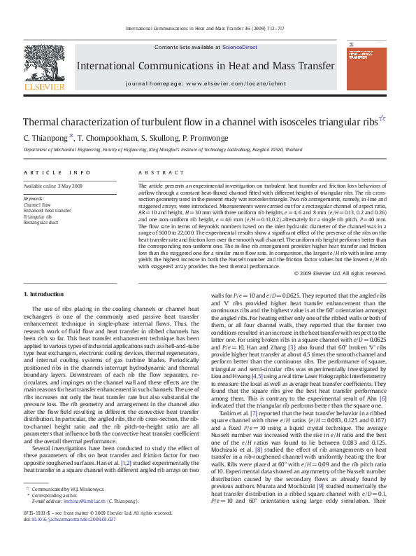 (PDF) Thermal characterization of turbulent flow in a channel with ...