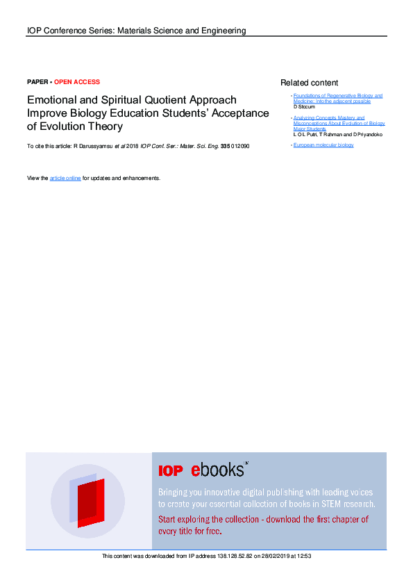 (PDF) Emotional and Spiritual Quotient Approach Improve Biology ...