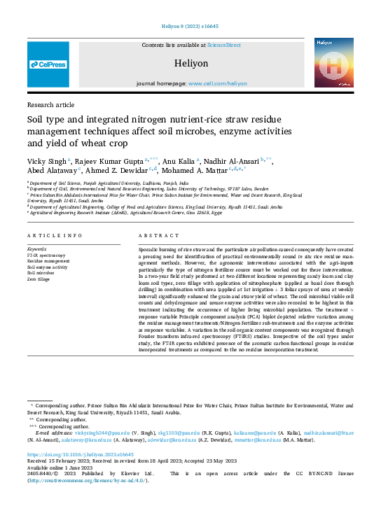(PDF) Soil type and integrated nitrogen nutrient-rice straw residue ...
