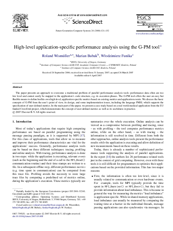 (PDF) High-level application-specific performance analysis using the G-PM tool