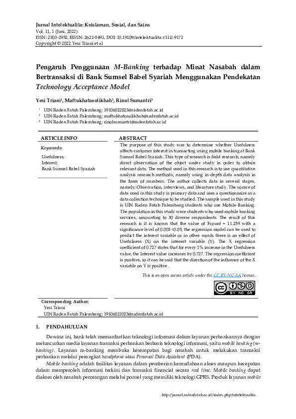 (PDF) Pengaruh Penggunaan M-Banking terhadap Minat Nasabah dalam ...