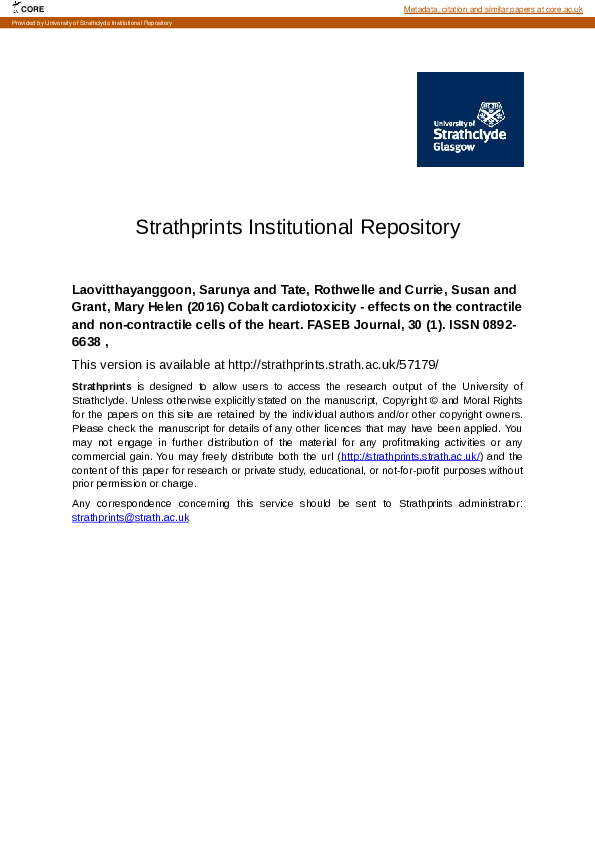 (PDF) Cobalt cardiotoxicity - effects on the contractile and non ...