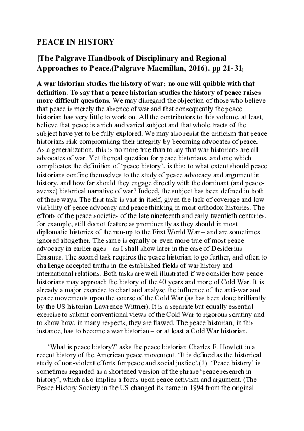 (DOC) Peace in History