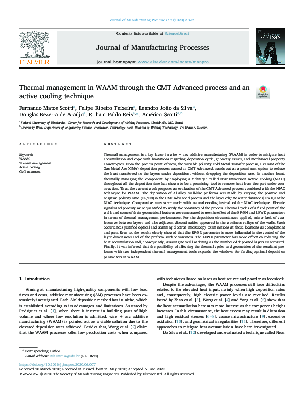 (PDF) Thermal management in WAAM through the CMT Advanced process and ...