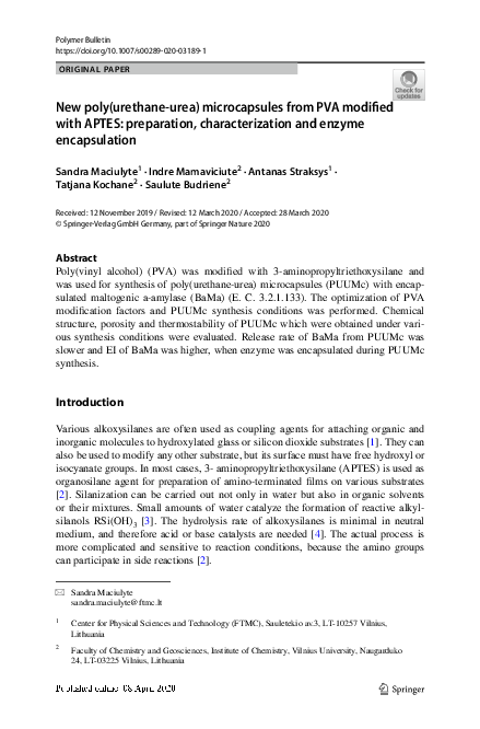 (PDF) New poly(urethane-urea) microcapsules from PVA modified with ...