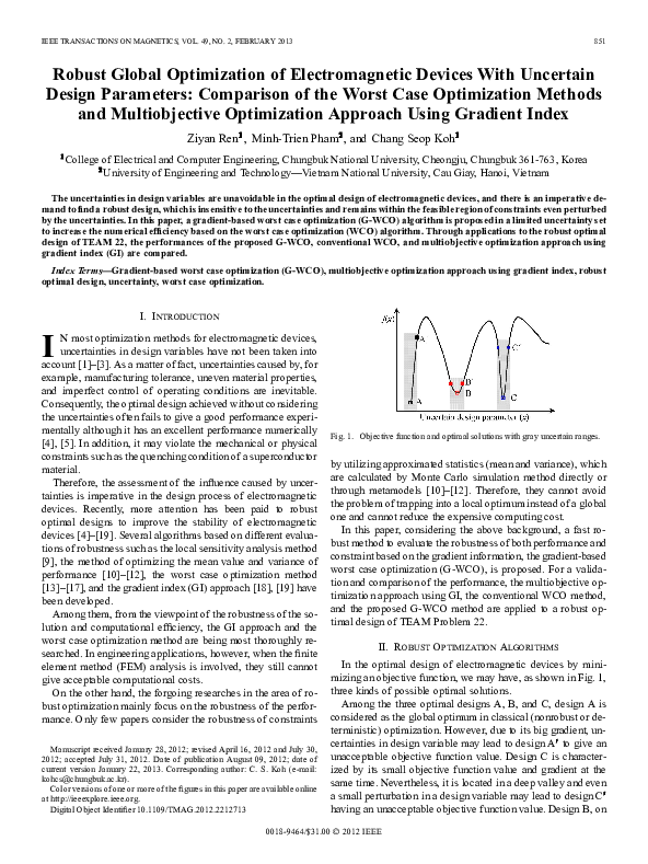 (PDF) Robust Global Optimization of Electromagnetic Designs Utilizing Gradient Indices and Kriging